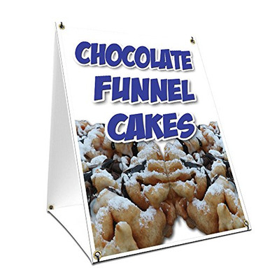 AFrame Sidewalk Chocolate Funnel Cakes Sign with Graphics On Each Side ...