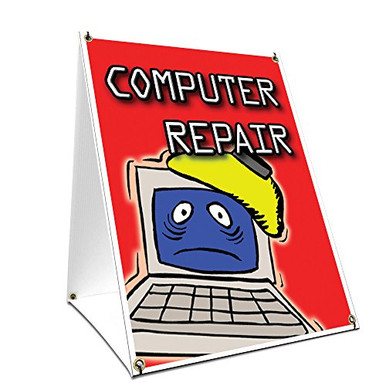 AFrame Sidewalk Computer Repair Sign with Graphics On Each Side 18 X 24 ...