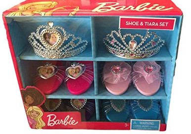 Barbie Shoe and Tiara Dress Up Set Includes 2 Crowns and 4 Pairs of ...
