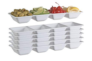 Exquisite 6 Count white Plastic Compartment Tray For Parties Heavy Duty ...