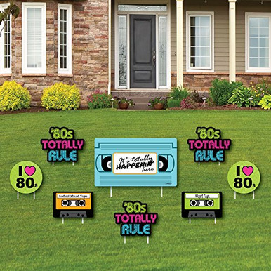 80s Retro Yard Sign Outdoor Lawn Decorations Totally 1980s Party Yard ...