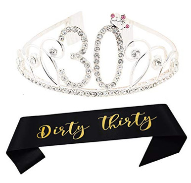 30th Birthday Tiara and Sash Happy 30th Birthday Party Supplies 30 ...