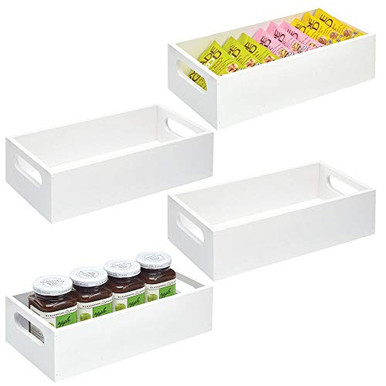 mDesign Bamboo Wood Compact Food Storage Bin with Handle for Kitchen ...