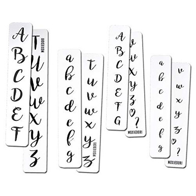 MoxieDori Brush Lettering Tracing Strips Bundle of 4 Uppercase Cursive ...