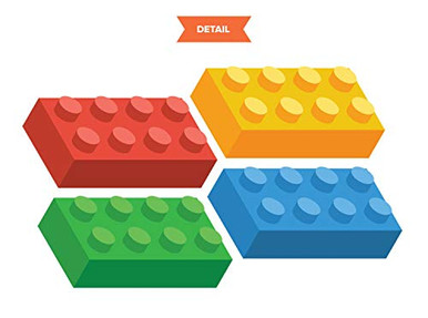 Mini Building Block Bricks Fabric Wall Decals Set of 98 Blocks in 4 ...