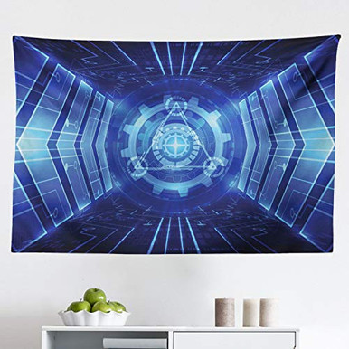 Lunarable Modern Tapestry Futuristic Time Machine Like Futuristic ...