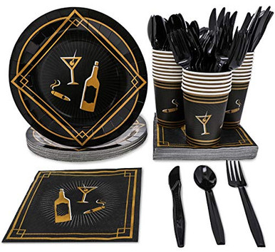 1920s Black and Gold Party Supplies Serves 24 Roaring 20s Themed for ...