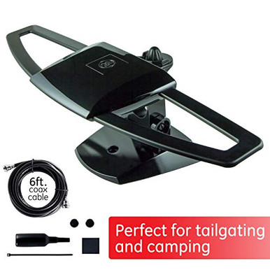 GE UltraPro Black Stealth Mobile TV Antenna Perfect for Tailgating and ...