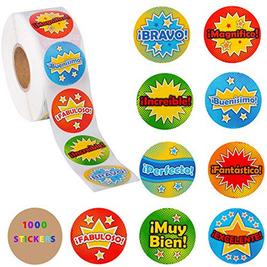 Spanish Stickers 1000 Stickers For Kids Roll Teacher Reward Stickers 1. ...