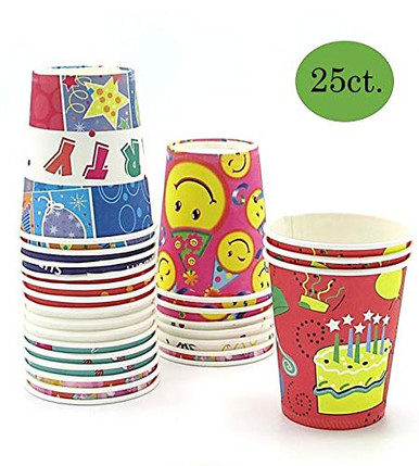 Dazzling Toys 25 Pack Birthday Party Cups | Combination of Designs ...