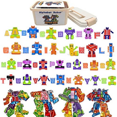 26 Pieces Alphabet Toys for Kids Alphabots Letter Transformer Action ...