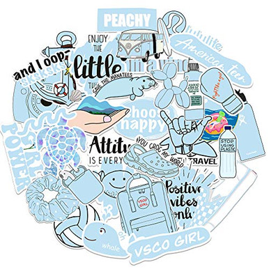 VSCO Stickers for Hydro Flask Light Blue Vinyl Waterproof Water Bottle ...