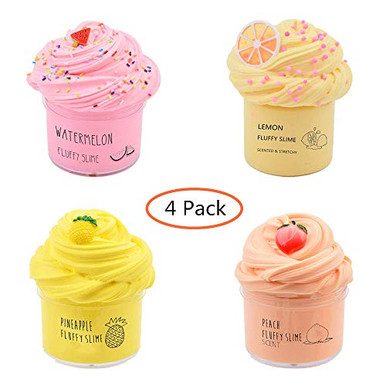 4 Pack Fruit Theme Fluffy Butter Slime Kit with Yellow Color Lemon ...