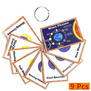Set of Moon Phase Flash Cards for Toddlers(9 Count) | Kids Learning ...