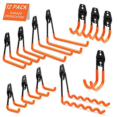 12 Pack Garage Hooks Heavy Duty Non-Slip Garage Hanger Organizer Double ...