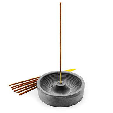 Slice of Goodness Grey Cement Incense Holder Circular - Modern Minimal ...