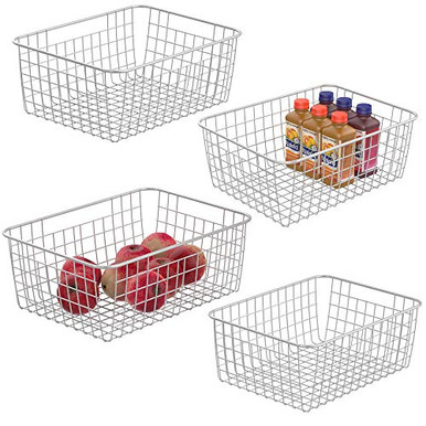 Wire Storage Basket iSPECLE 4 Pack Metal Wire Basket Sturdiness Food ...
