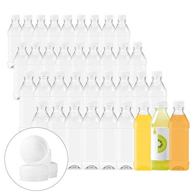 12 OZ Empty Square Plastic Juice Bottles Pack of 36 Clear Disposable ...