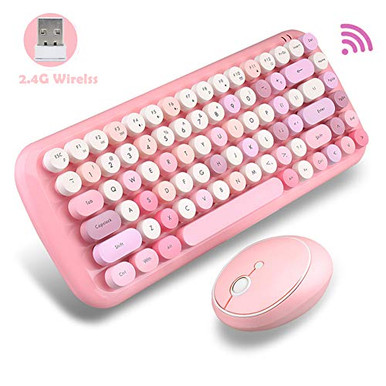 Wireless Keyboard MouseOnlywe Mini 24G Wireless Round Punk Cute Candy ...