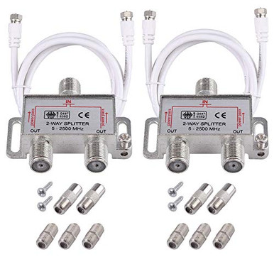Neoteck 2 Pack 2-Way Coax Cable Splitter MoCA 5-2500MHz Coaxial ...