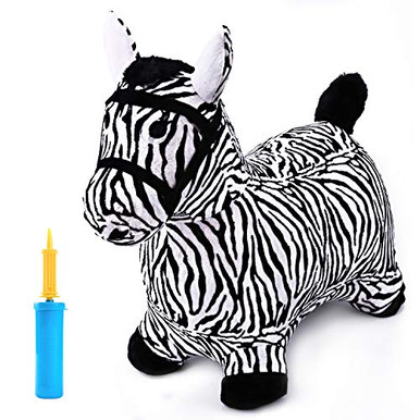 iPlay iLearn Zebra Bouncy Animal Hopping Horse Inflatable Hopper Indoor ...