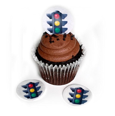 Traffic Light Stop Sign 1.5 Inch Wafer Paper Toppers for Decorating ...