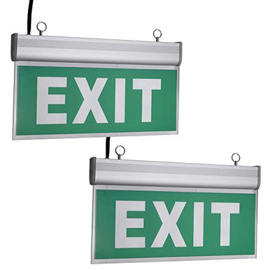 OTYTY LED Green Exit Sign Double Face with Battery Backup, UL Listed ...