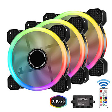EZDIY-FAB Dual Ring 120mm RGB Case Fan 3-PackQuiet Edition High Airflow ...