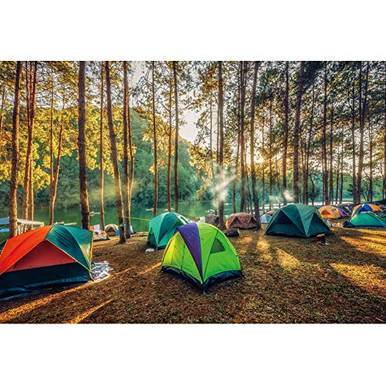 YongFoto 7x5ft Autumn Camp Backdrop River Forest Meadow Photography ...