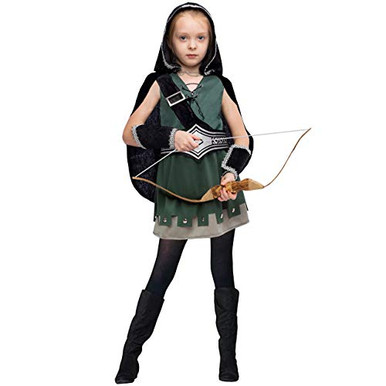 Warrior Night Hooded Huntress Costume for Halloween Tween Girls with ...