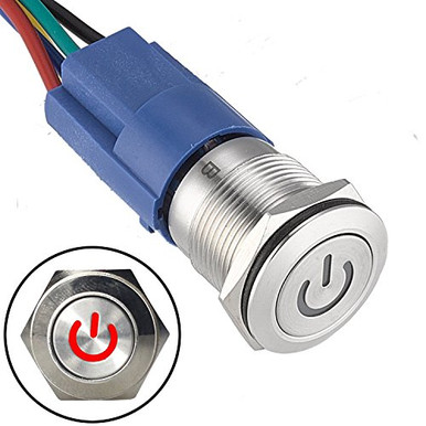 APIELE 19mm Latching Push Button Switch 34 12V Power Symbol Car Metal ...