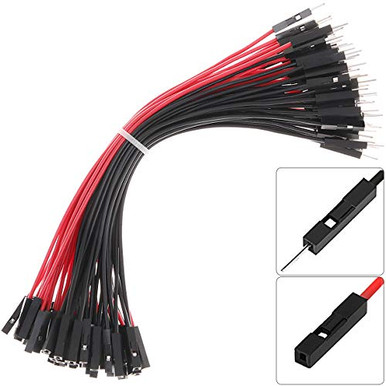 Premium Breadboard Male to Female Jumper Wires Black Red Color for ...