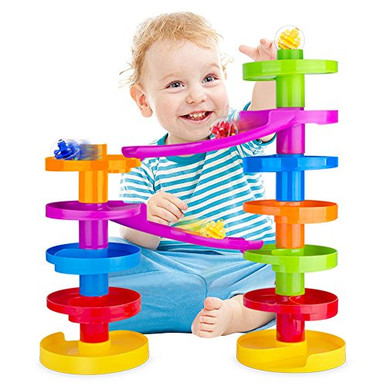 Ball Drop Educational Toy with Bridge - Advanced Spiral Swirl Ball Ramp ...