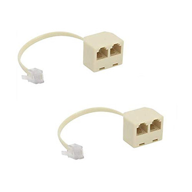 GFORTUN Beige 6P4C 4 Pin RJ11 Dual Female to RJ11 4 Pin Male Socket ...