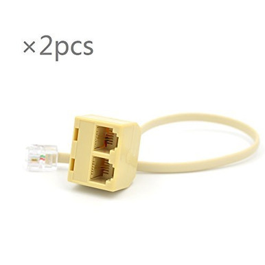 SMITON 2PCS RJ11 Male to Female Two Way Telephone Splitter Converter ...