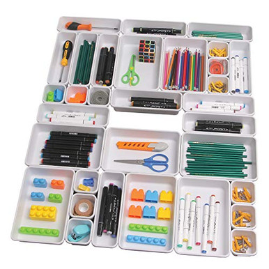 TENABORT 42 Pack Interlocking Desk Drawer Organizer Tray Dividers ...
