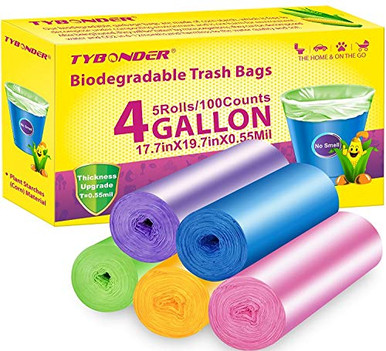 4 Gallon Biodegradable Trash Bags5 Colors Super Thicken Garbage Bags100 ...