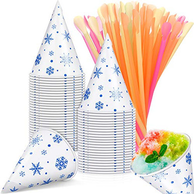 100 Pieces 45 OZ Disposable Snow Cone Cups Leakproof Cone Paper Cups ...