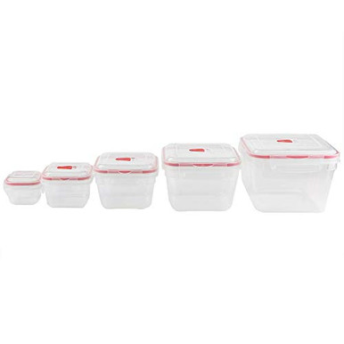 Home Basics 10 Piece Locking Rectangle Plastic Food Storage Stackable ...
