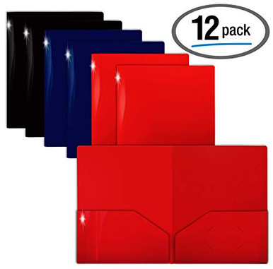 Extra Heavyweight Assorted Colors Plastic 2 Pocket Portfolio Folders 12 ...