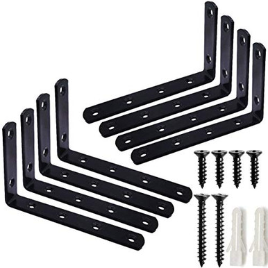 8 Pcs Shelf Brackets Black Stainless Steel L Shaped Corner Bracket 3mm ...