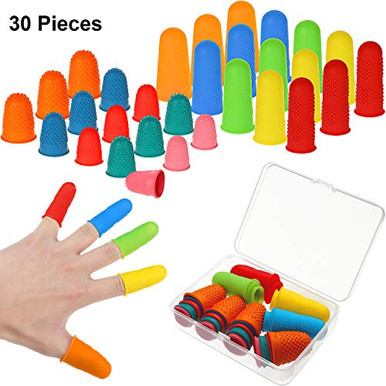 30 Pieces Silicone Finger Protectors Rubber Finger Tips Pads Finger ...