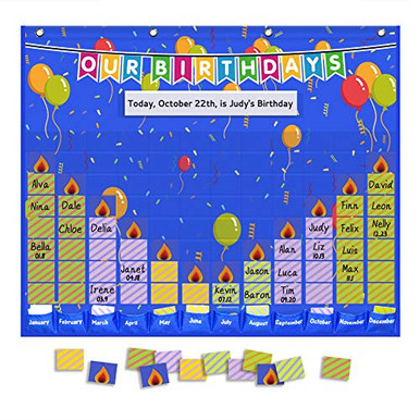 Eamay Happy Birthday Pocket Chart Blue Birthday Graph Bulletin Board ...