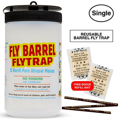 Flies Be Gone Barrel Fly Trap - Reusable Container with Screw Lid ...