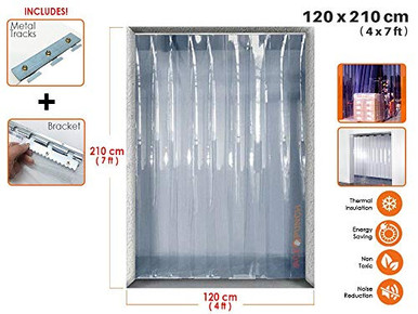 Acepunch PVC Plastic Strip Curtain 120cm x 210cm 4 x 7 ft Set for Walk in Freezers Warehouse ...