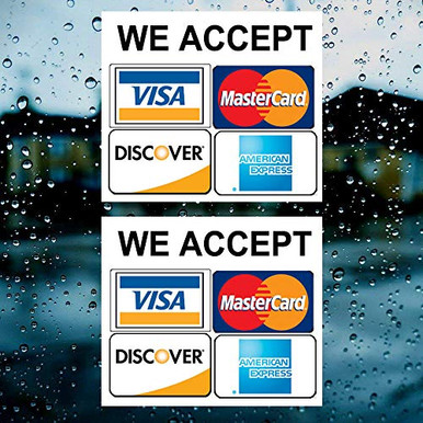 eSplanade Credit Card Vinyl Sticker Decal - 2 Pack - We Accept - Visa ...