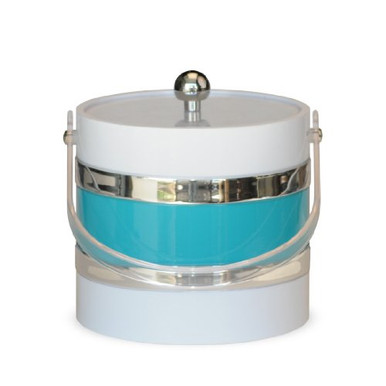 Mr Ice Bucket Ice Bucket 3-Quart White with Turquoise Center ...