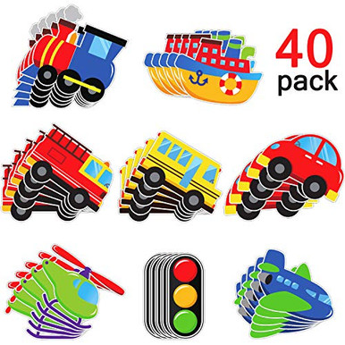 40 Pieces Transportation Decorations Cutouts Cardboard Cutouts Car Bus ...