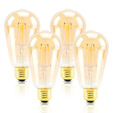 WAWUI LED Light Edison Bulbs Dimmable Warm White 2200K E26 ST64 Amber ...