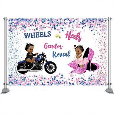 Avezano Wheels or Heels Gender Reveal Backdrop Boy or Girl Baby Shower ...